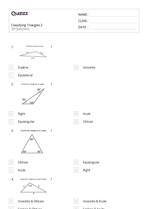 Classifying Triangles Worksheets For Th Year On Quizizz Worksheets Library