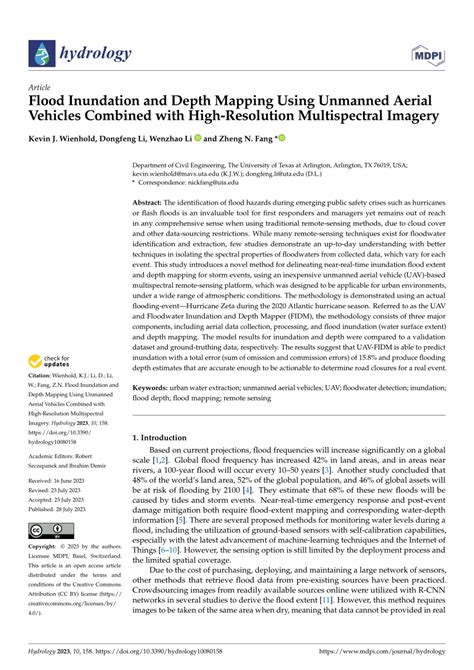 PDF Flood Inundation And Depth Mapping Using Unmanned Aerial Vehicles Combined With High