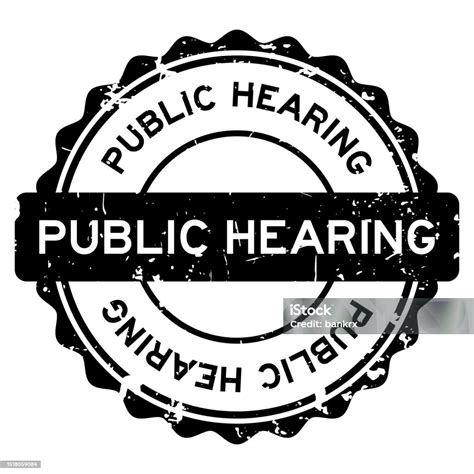 흰색 바탕에 그런지 블랙 공청회 단어 둥근 고무 씰 스탬프 결정에 대한 스톡 벡터 아트 및 기타 이미지 결정 고무 권위 Istock