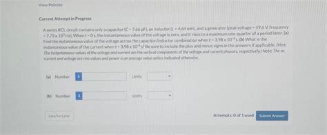 A Series RCL Circuit Contains Only A Capacitor Chegg