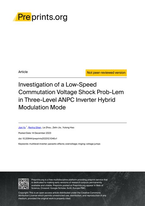 Pdf Investigation Of A Low Speed Commutation Voltage Shock Prob Lem In Three Level Anpc