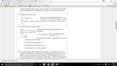 Solved Consider The Following State Space