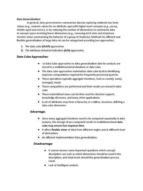 Data Generalization Download Free Pdf Data Management Information
