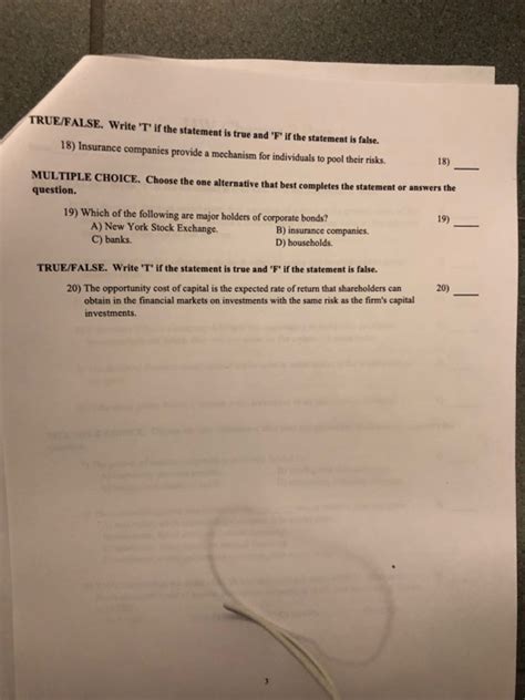 Solved Truefalse Write T If The Statement Is True And F