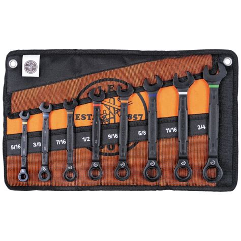 Klein Tools 8 Pc Ratcheting Combo Wrench Set Sae In The Ratchet