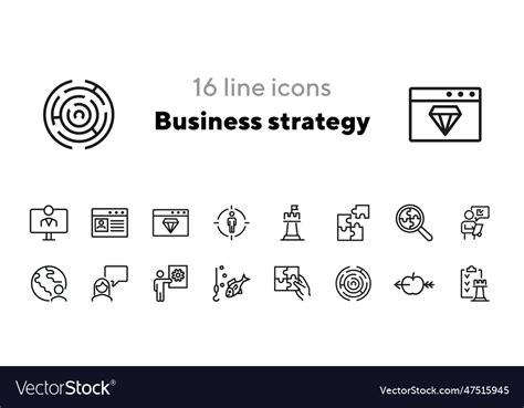 Business Strategy Line Icon Set Royalty Free Vector Image