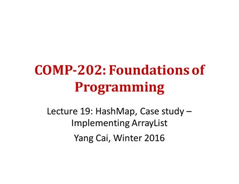 Lecture Hash Map And Implementing Array List Comp Foundations Of Programming Lecture