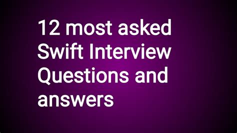 Swift Interview Questions And Answers Youtube