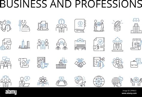 Business And Professions Line Icons Collection Commerce Enterprise Trade Industry