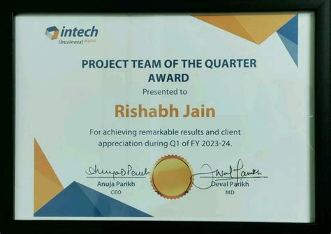Rishabh Jain On Linkedin Achievement Gratitude Intech Teamwork