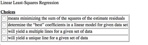 solved inear least squares regression choices means