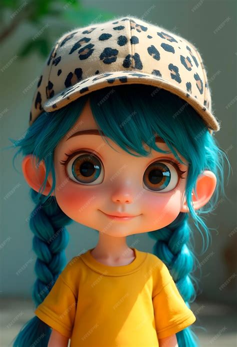 귀여운 만화 아이가 초상화 포즈를 취하고 있습니다 Ai 생성 이미지