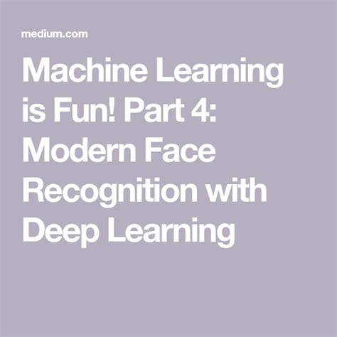 Machine Learning Is Fun Part 4 Modern Face Recognition With Deep Learning Deep Learning