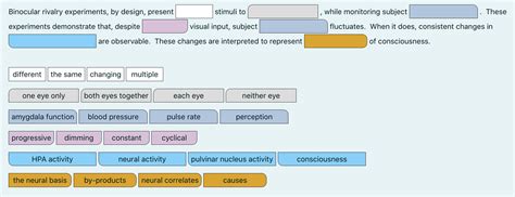 Solved Binocular Rivalry Experiments By Design Present