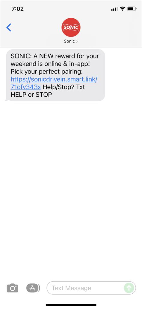 Sonic Text Message Marketing Example 11262021 Sms Archives