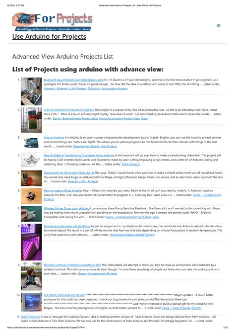 Advanced View Arduino Projects List Use Arduino For Projects 5pdf
