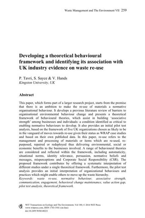 Pdf Developing A Theoretical Behavioural Framework And Dokumen Tips