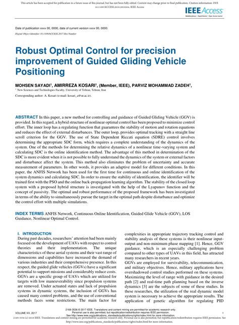 Pdf Robust Optimal Control For Precision Improvement Of Guided Gliding Vehicle Positioning