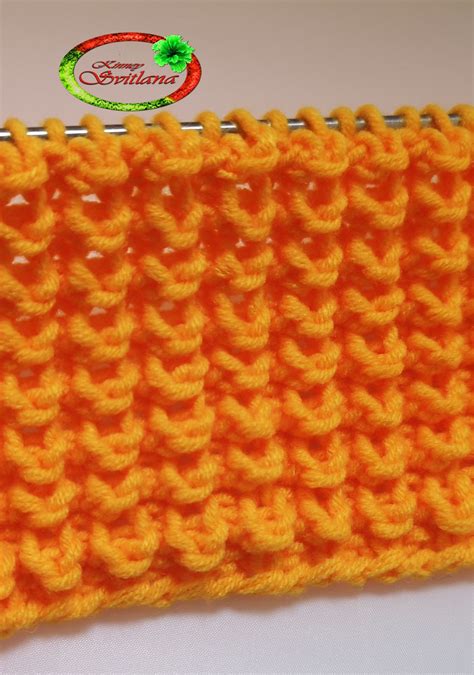 Простой узор спицами Кукурузка Ежики