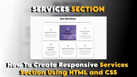 how to create responsive services section using html and css youtube