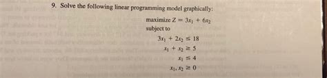 Solved 9 Solve The Following Linear Programming Model