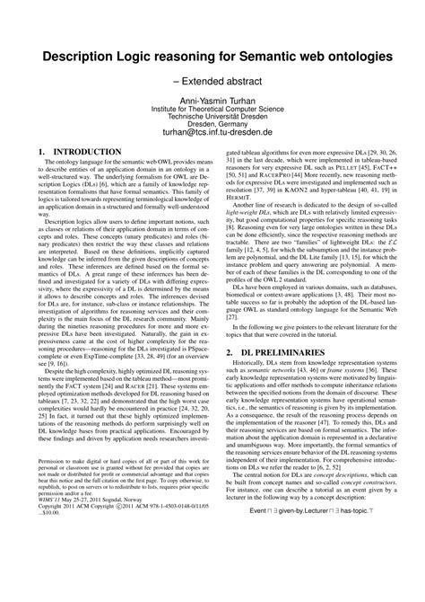 Pdf Description Logic Reasoning For Semantic Web Ontologies