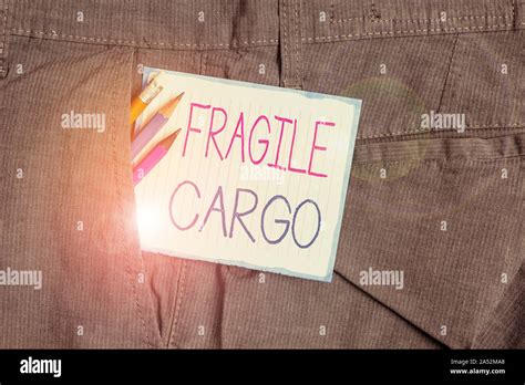 Handwriting Text Fragile Cargo Conceptual Photo Breakable Handle With Care Bubble Wrap Glass