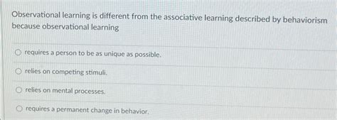 Solved Observational Learning Is Different From The