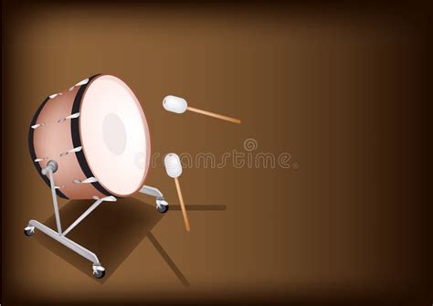 Beautiful Classical Bass Drum On Dark Brown Backgr Stock Vector