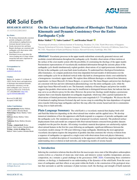 Pdf On The Choice And Implications Of Rheologies That Maintain Kinematic And Dynamic