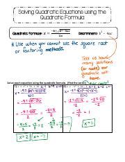 Solving Quadratic Equations With Quadratic Formula Examples Course Hero