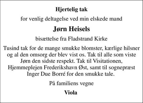 Jørn Heisel Dødsannoncer I Danmark