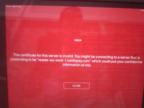 Zettle Invalid Certificate Error Message Eposability