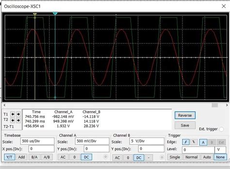 solved oscilloscope xsc1 Х reverse ti t2 t2 t1 time