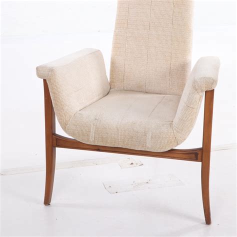 Mid Century Modern Walnut High Back Arm Chair Mid 20th Century Ebth