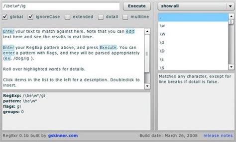 Editing And Testing Regular Expressions With RegExr Web Resources WebAppers
