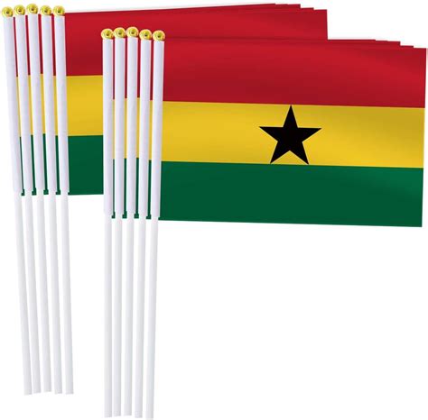 25 Pack Ghana Handheld Small Flagmini Ghanaian Hand Held