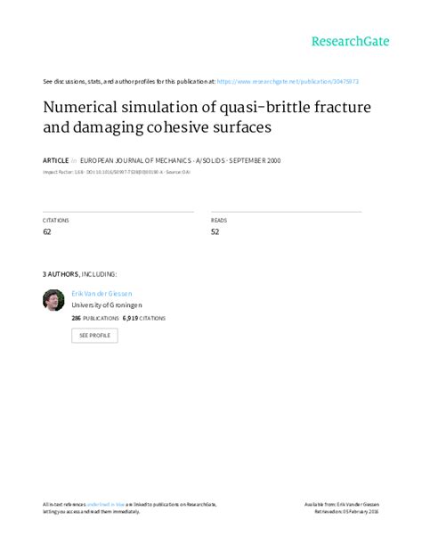 Pdf Numerical Simulation Of Quasi Brittle Fracture Using Damaging