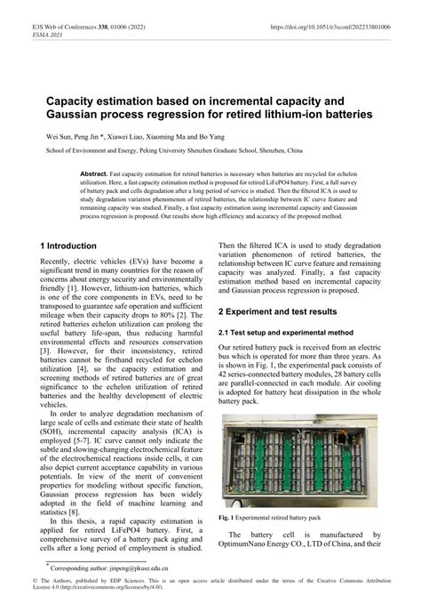 Pdf Capacity Estimation Based On Incremental Capacity And Gaussian