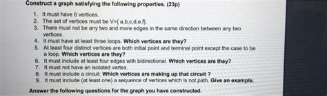 Solved Construct A Graph Satisfying The Following