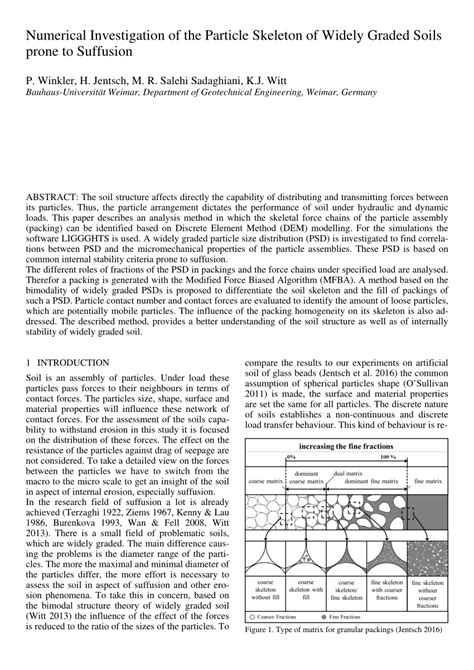 Pdf Numerical Investigation Of The Particle Skeleton Of Widely Graded