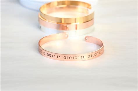 Binary Code Engraved Custom Bracelet Binary Code Geek Jewelry Etsy