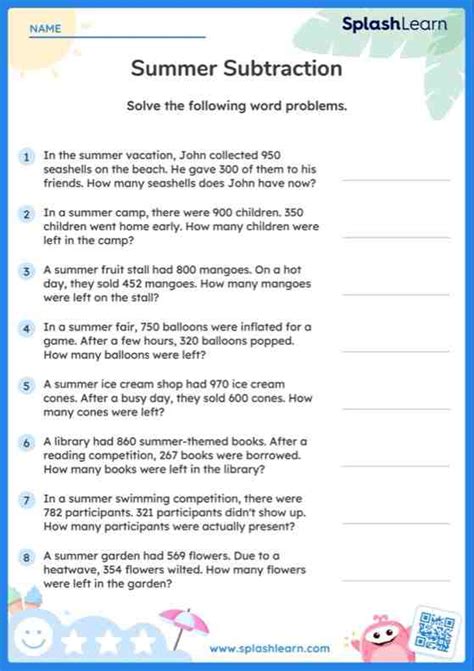 Subtraction Word Problems Worksheets Free And Printable Splashlearn