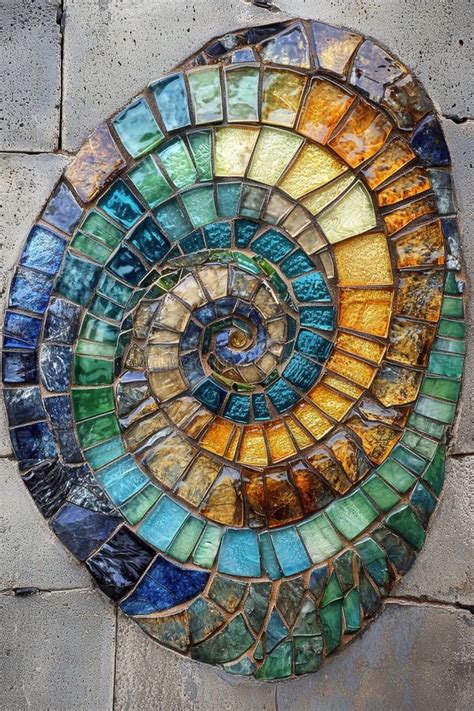 Vibrant Mosaic Spiral Design In Blue And Orange Hues For Artistic Decor