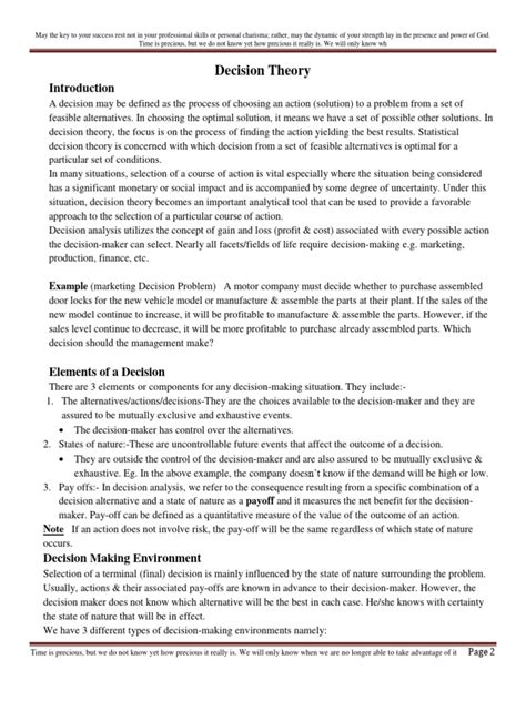 Topic 6 Decision Theory Pdf Decision Making Decision Theory