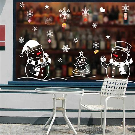 ПВХ настенная Рождественская Наклейка украшения для дома регулируемое окно наклейки Снеговик