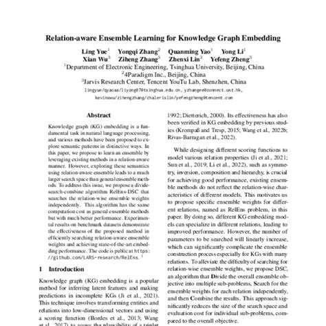 Relation Aware Ensemble Learning For Knowledge Graph Embedding Acl Anthology