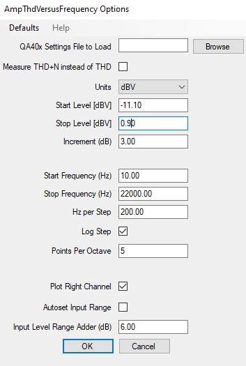 Qa40x Thd Vs Frequency Automated Test Power Level Increments