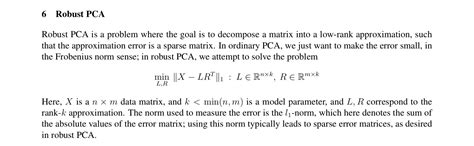 6 robust pca robust pca is a problem where the goal