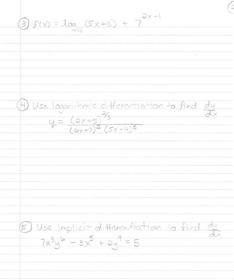 solved 3 f x log4 5x 3 72x−1 4 use logarithmic d